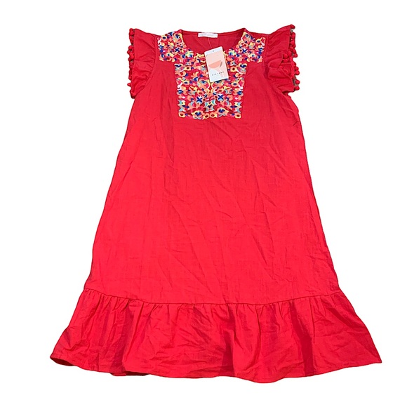 kirundo | Dresses | Red Boho Hippie Embroidered Dress | Poshmark